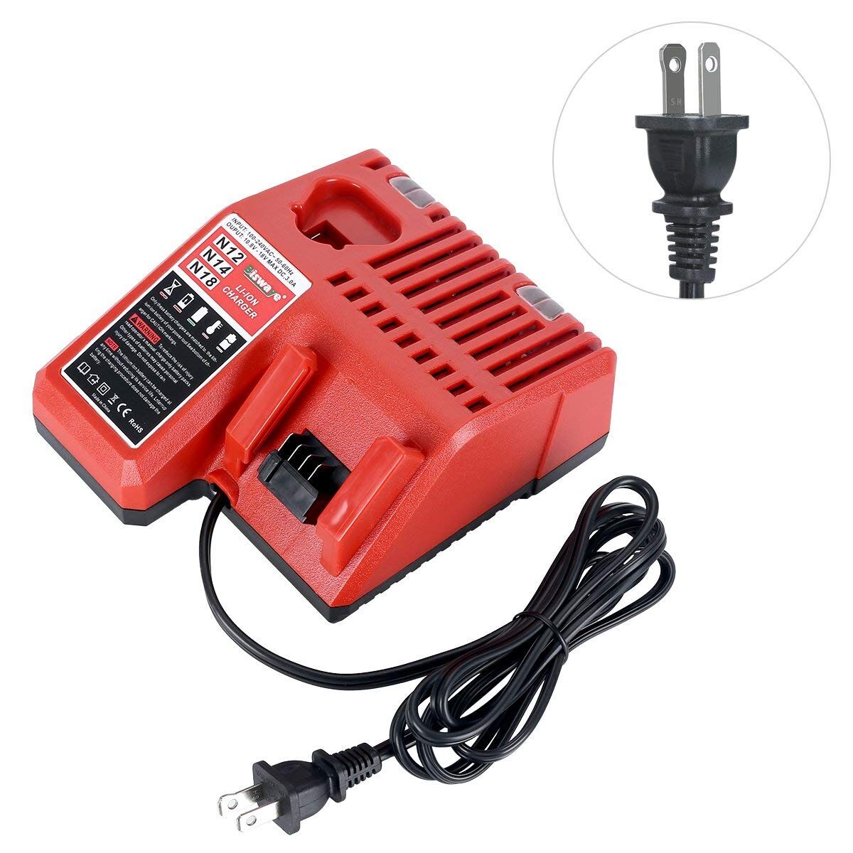 Li-ion 12v 14.4v 18v 3a Lithium Battery Rapid Charger Replaceable Power Tool Battery M12 M14 M18 ...