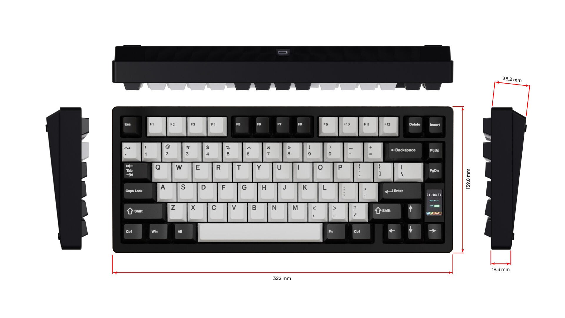 1.6mm Non-flex Cut Pcb Cnc Alu Mechanical Keyboard With Screen Wireless ...