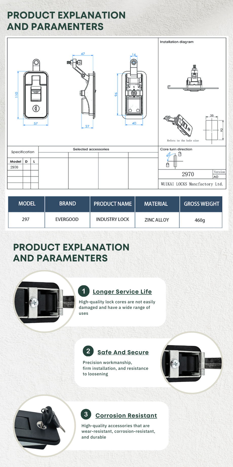 Mechanical Industry Lock - 297 (suitable For Tool Box Cabinet ...