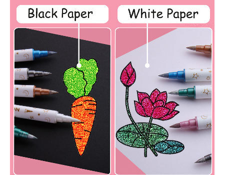 Highlight Metallic Color Pen Black Card Graffiti Diy Photo Album Pen ...
