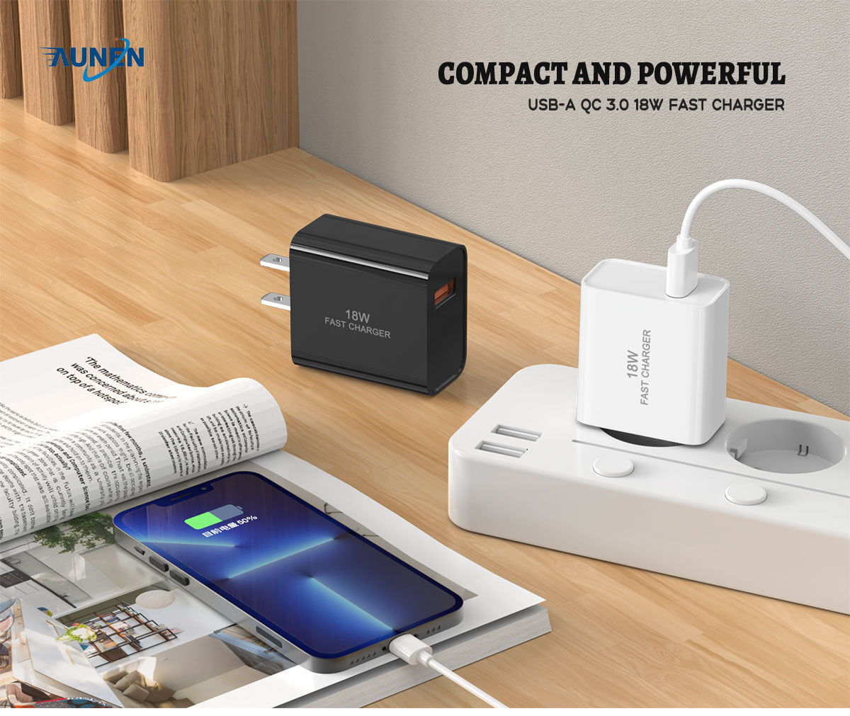 Fast Charger, 2 Input 20w Dual Port Qc+ Usb C Charger Stand Plug ...