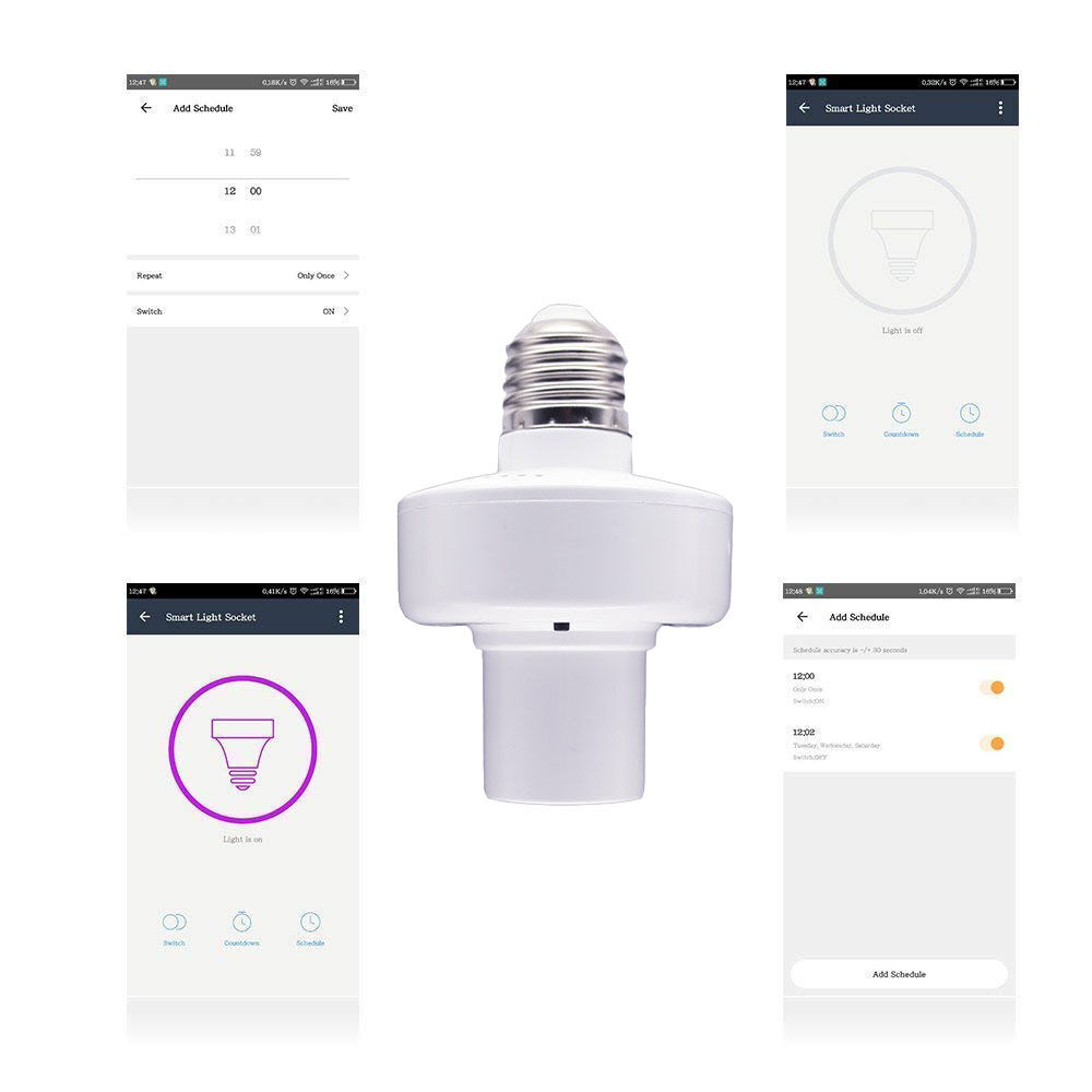 Tuya Wifi Smart E27 Light Lamp Bulb Holder Adapter Socket Work With ...