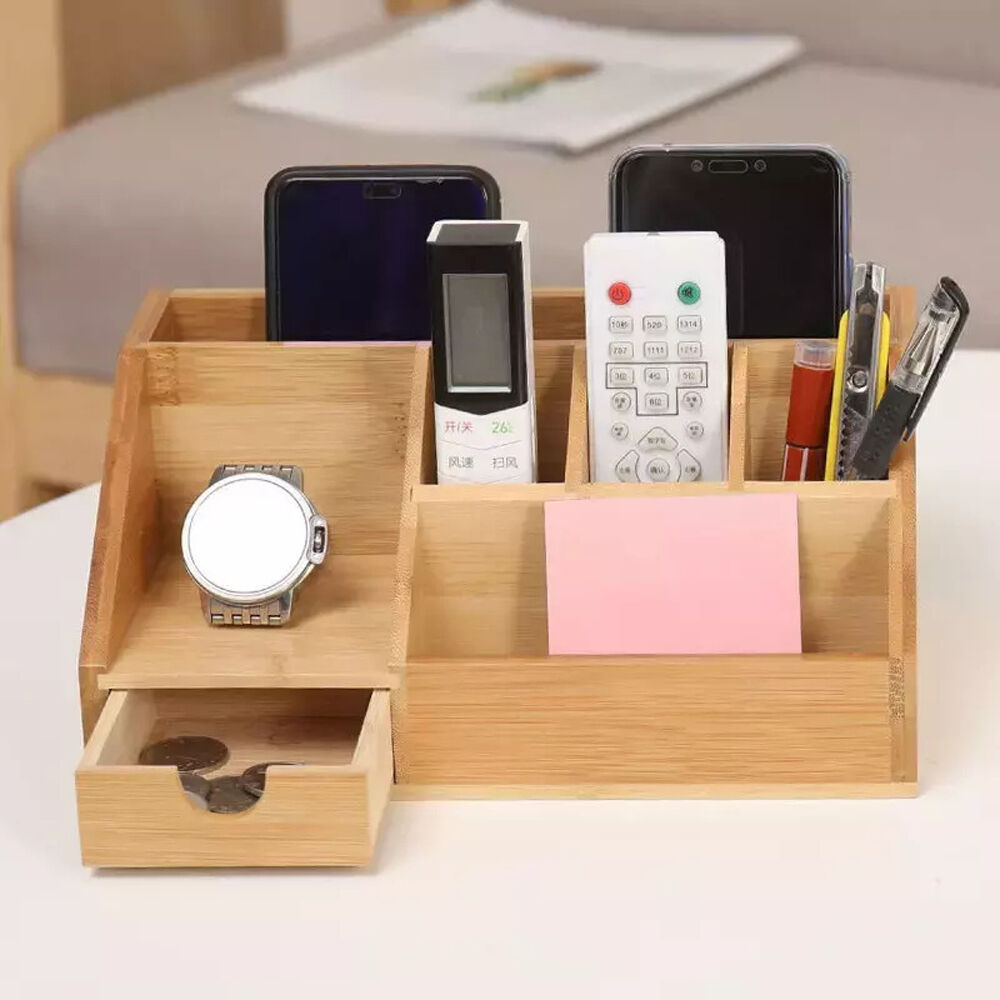 Customize Logo Wood Stationary Organizer Handmade Table Top Wood Desk Organizer With Drawer Make ...