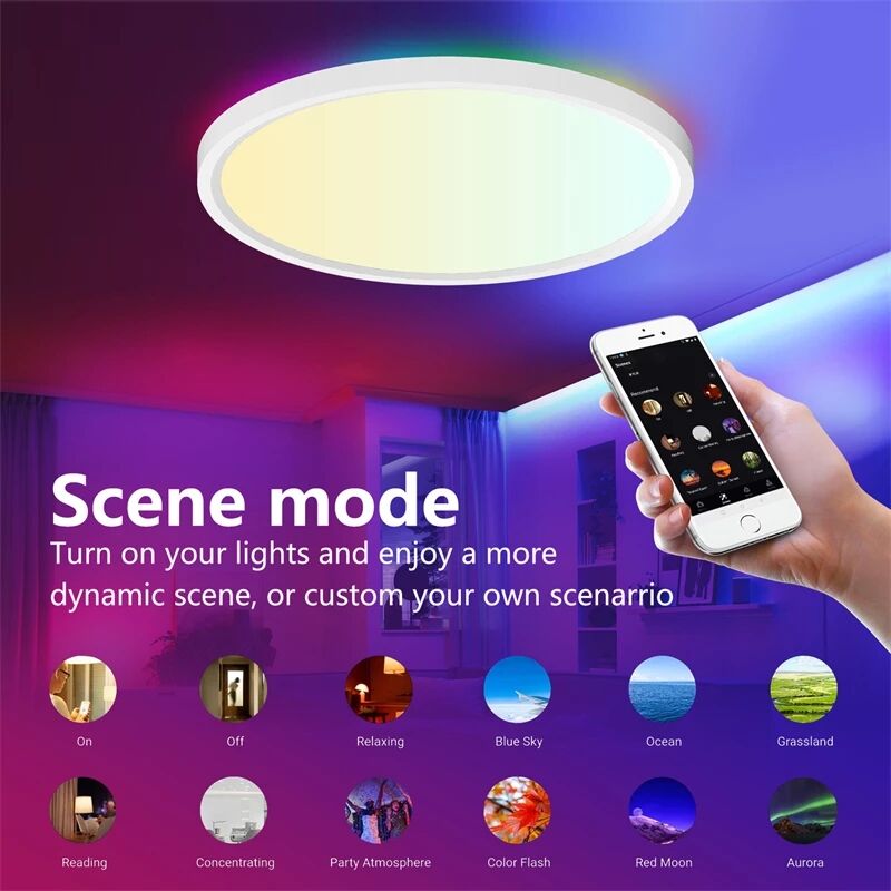 Tuya Wifi Smart Wireless 110v 220v Dimmable Rgb Rgbcw Led Ceiling Light ...