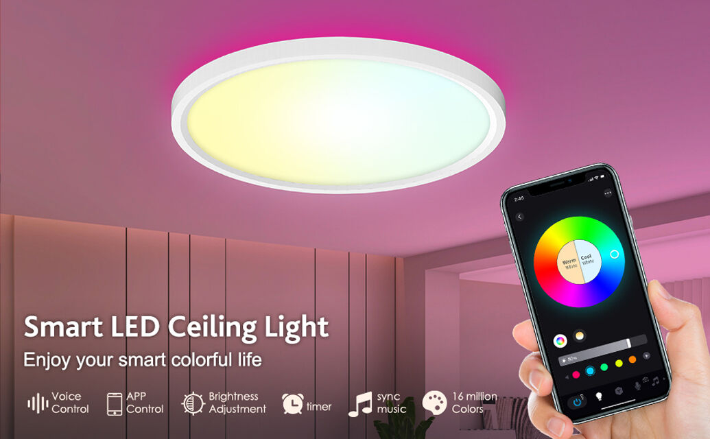 Tuya Wifi Smart Wireless 110v 220v Dimmable Rgb Rgbcw Led Ceiling Light ...