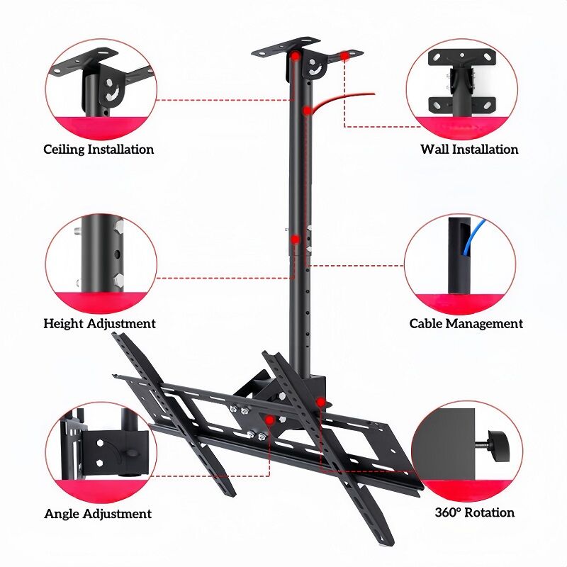 45 Degree Tilting Ceiling Tv Mount Swivel Ceiling Tv Bracket Height ...