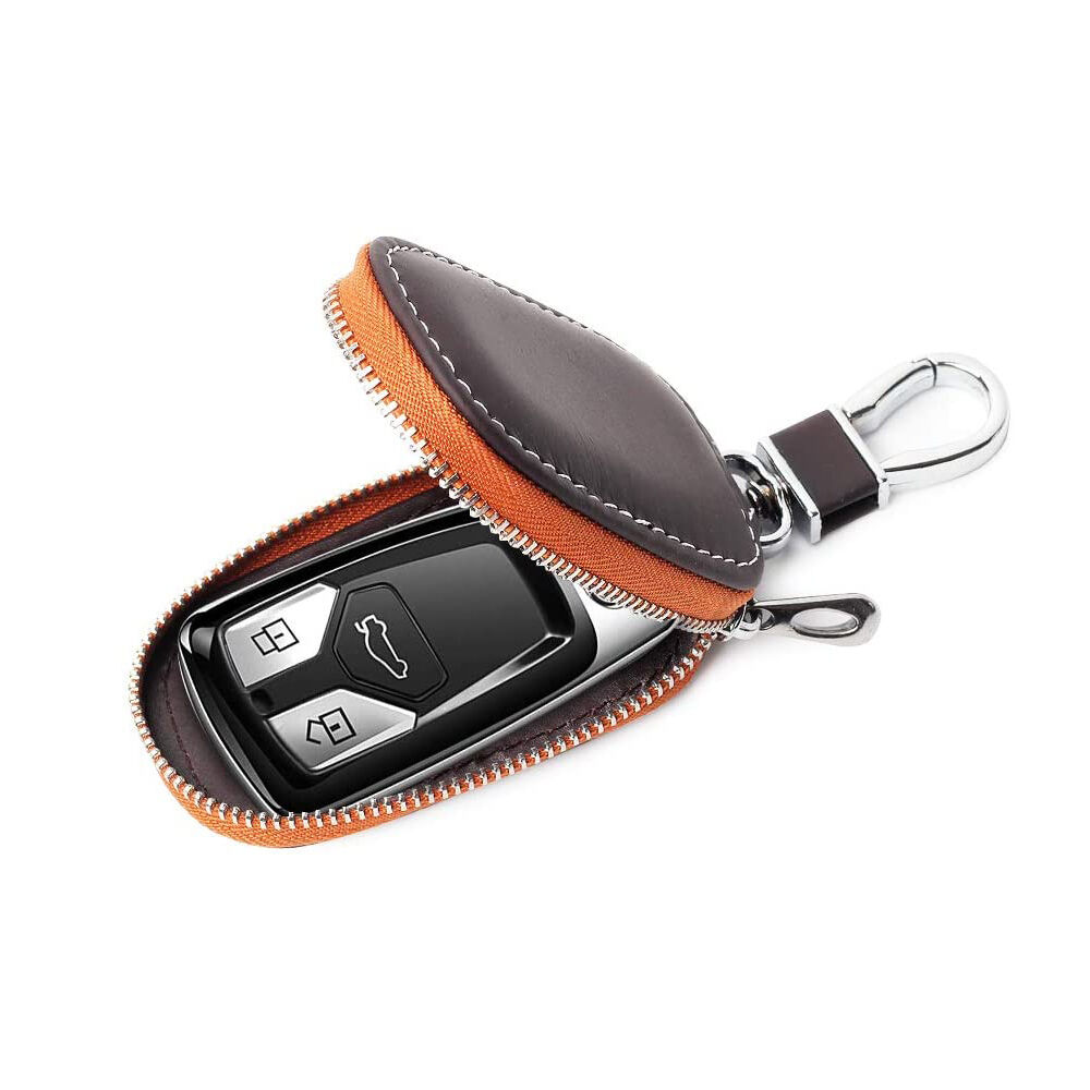 Customized Tan Leather Cover Premium Key Bag Stylish Car Key Holder ...