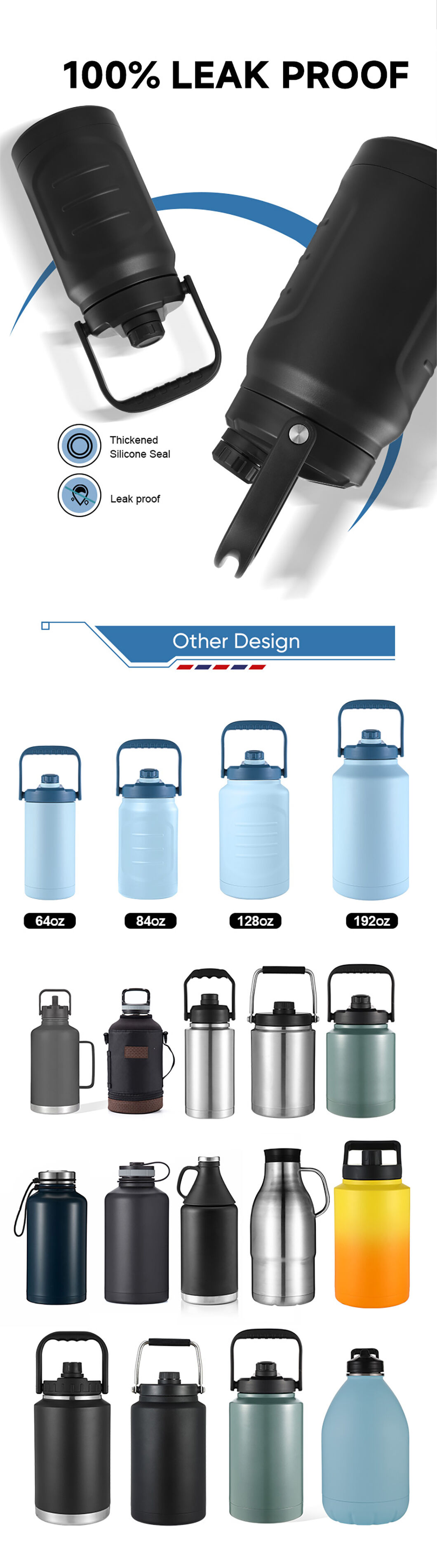 New Design Beer Jug Customized 84oz 128oz Double Wall Stainless Steel ...