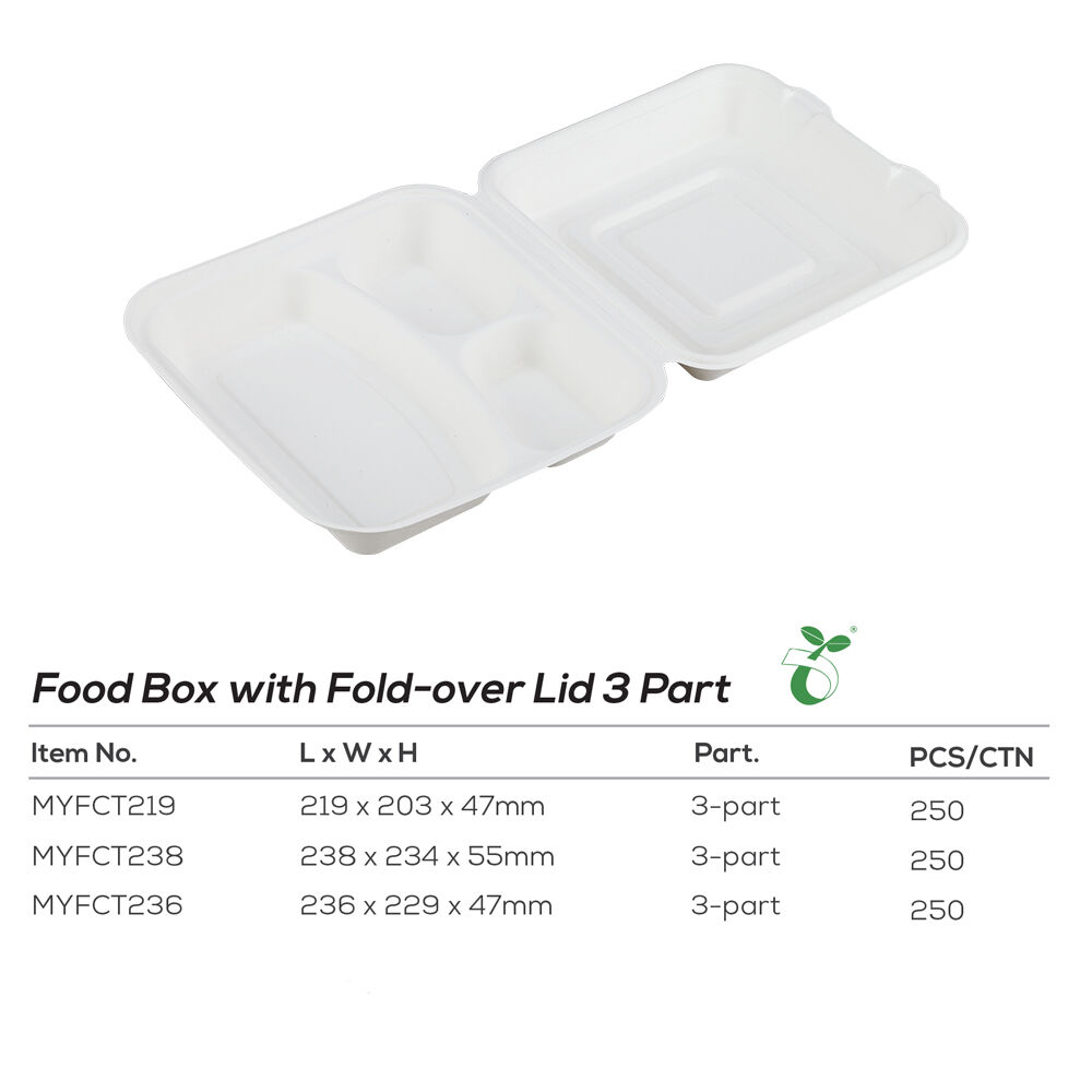 Bulk Order Disposable Food Box With Fold Over Lids 3 Part Food Box For ...