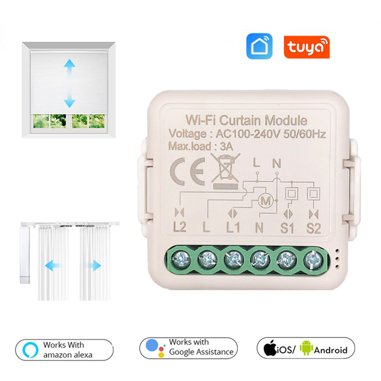 Tuya Wifi Smart 1ch 2ch Shutter Blind Curtain Switch Module Work With ...