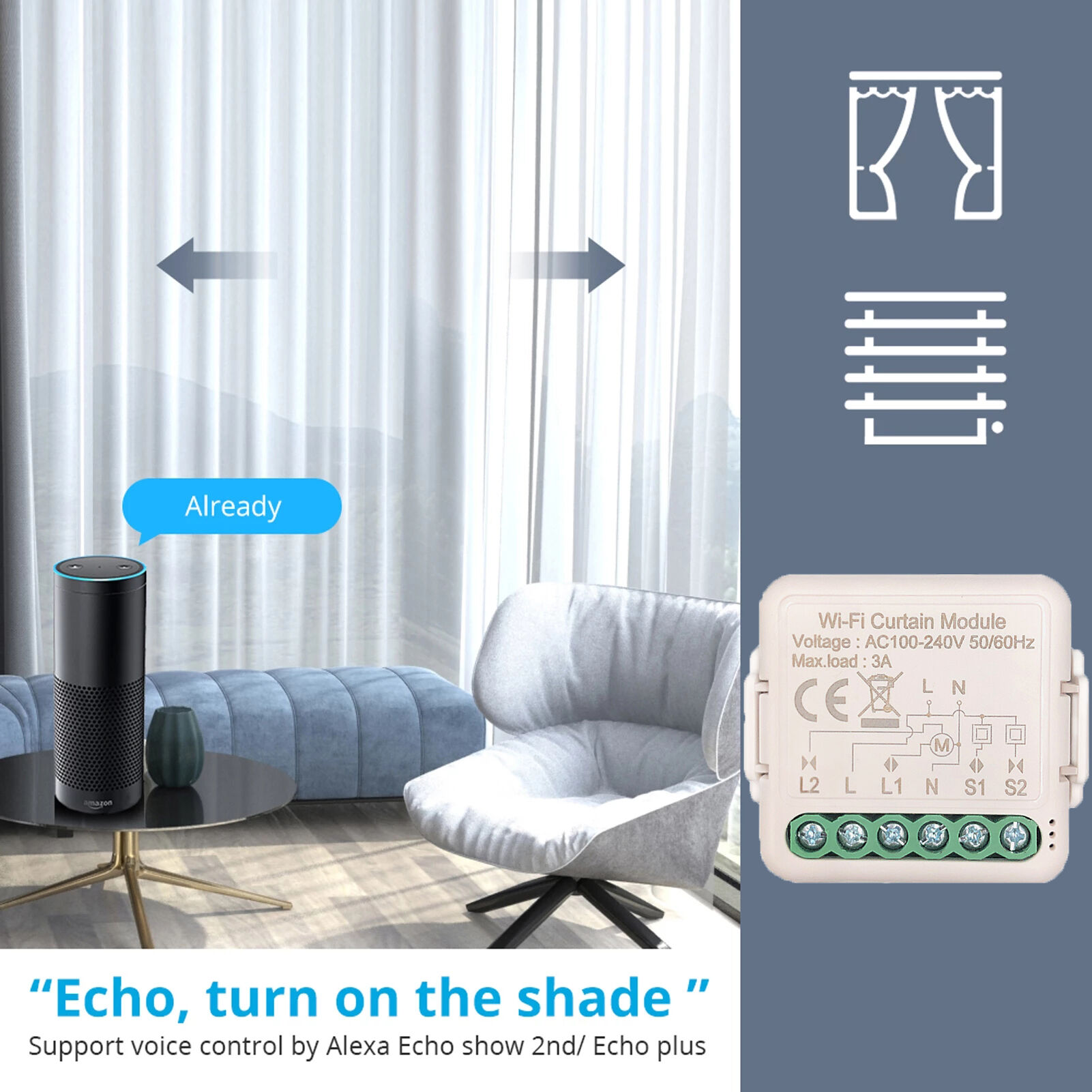 Tuya Wifi Smart 1ch 2ch Shutter Blind Curtain Switch Module Work With ...