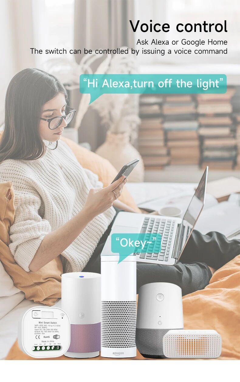 Tuya Wifi Rf 433 Mhz Wireless Remote Control Switch Module Self Powered ...