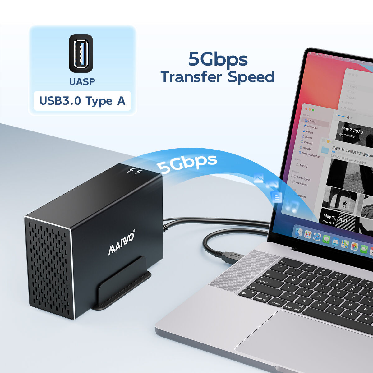 Maiwo K35272u3 Dual Bay Raid Aluminum Enclosure For 3.5" Sata Hdd/ssd 3 ...