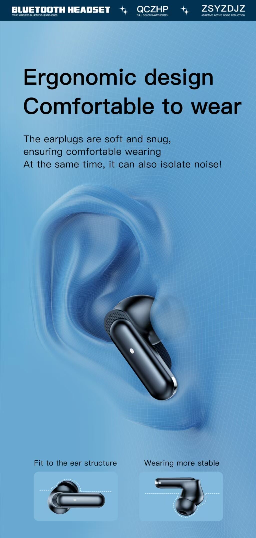 Smart Screen Headphone Hq Sound Anc+enc Transparencytws Earbuds ...