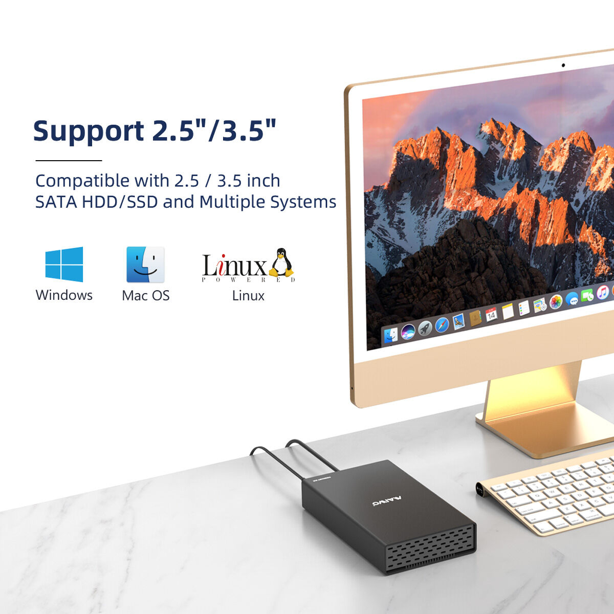 Maiwo K3527c Type C Aluminum Enclosure For 2.5"/3.5" Sata Hdd/ssd 2.5 ...