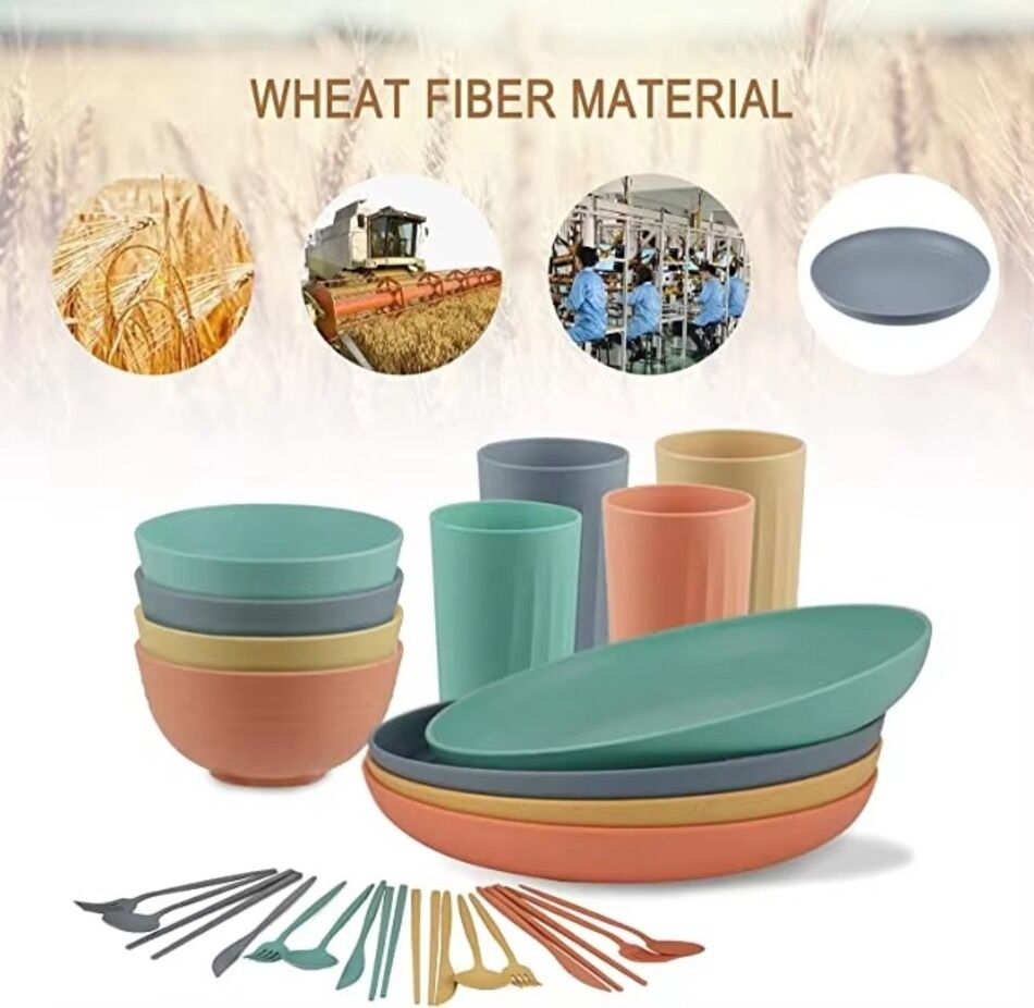 Wheat Straw Dinnerware Sets Wheat Straw Cutlery Plates Cups And Bowls ...