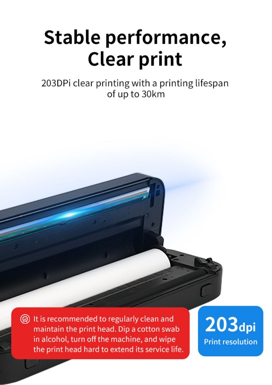 Thermal Printer, Portable Home Printer, Wireless, Connects To Phone ...