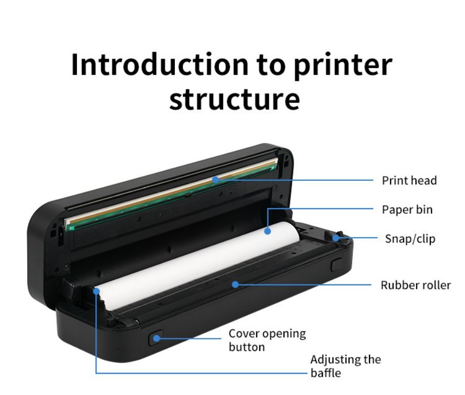 Thermal Printer, Portable Home Printer, Wireless, Connects To Phone ...