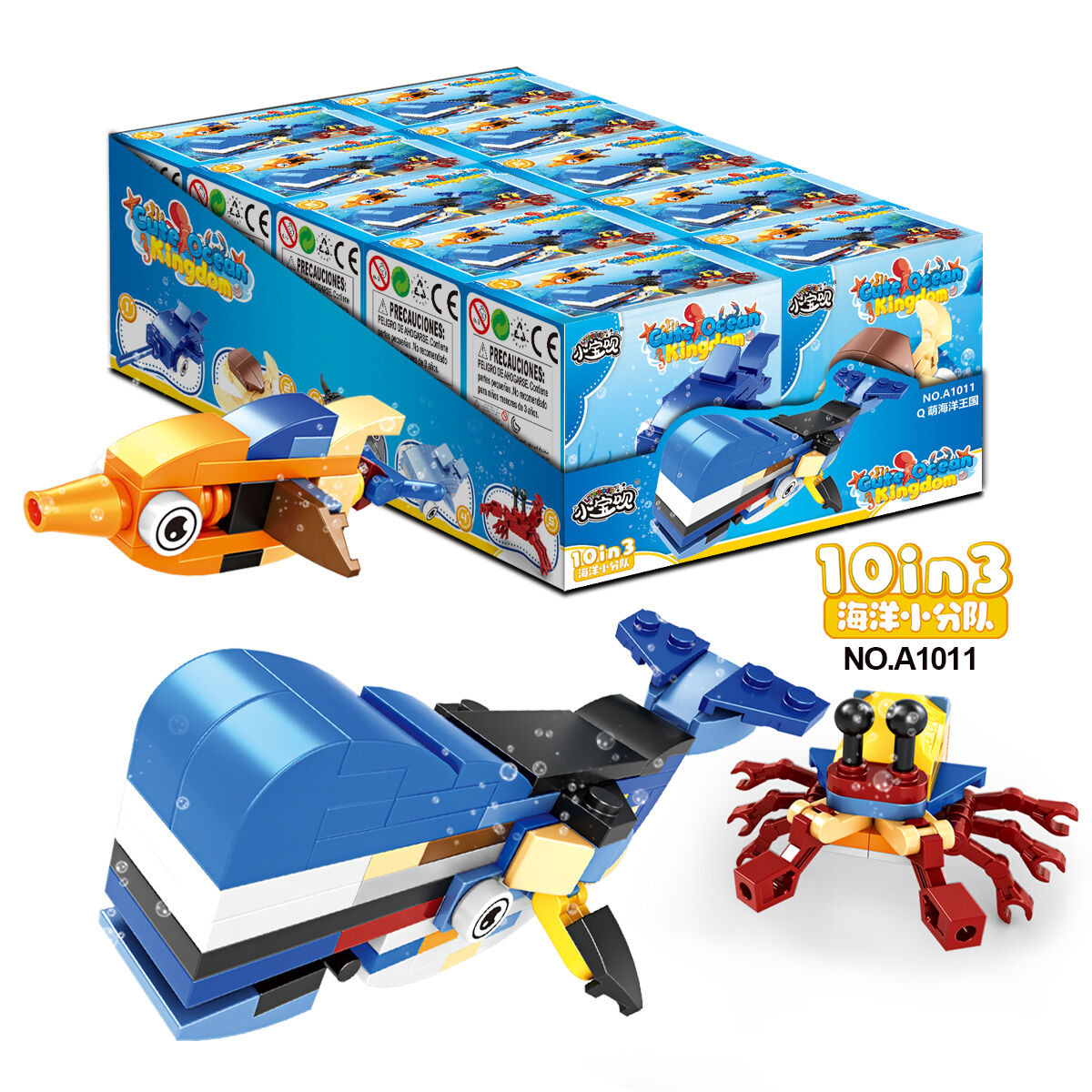 10 In 3 Creator Cute Ocean Kingdom Sea Animal Whale Building Block Set ...