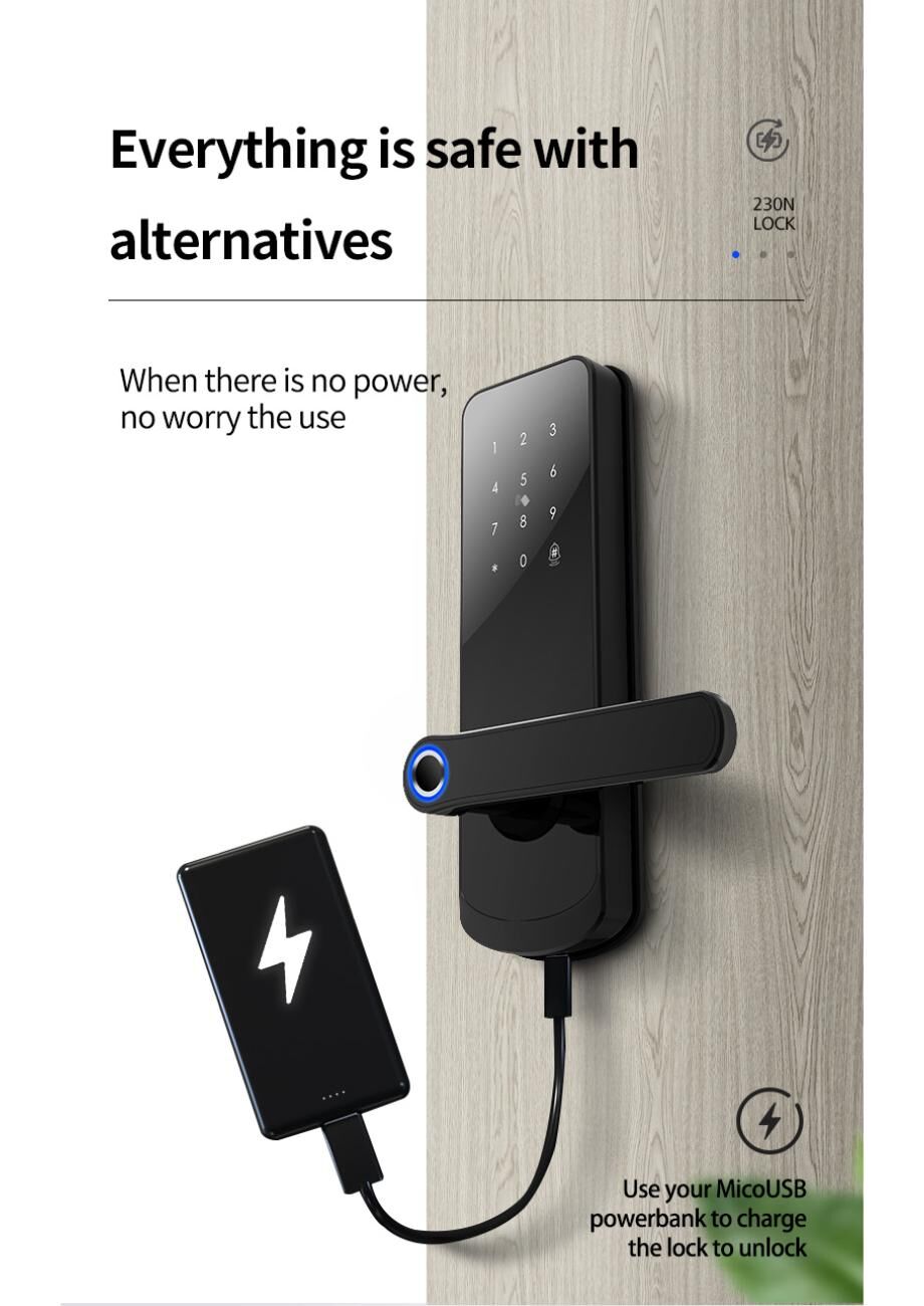 Tt Lock Control Reliable Smart Fingerprint Code Card Key Function Smart Lock With Privacy Mode ...