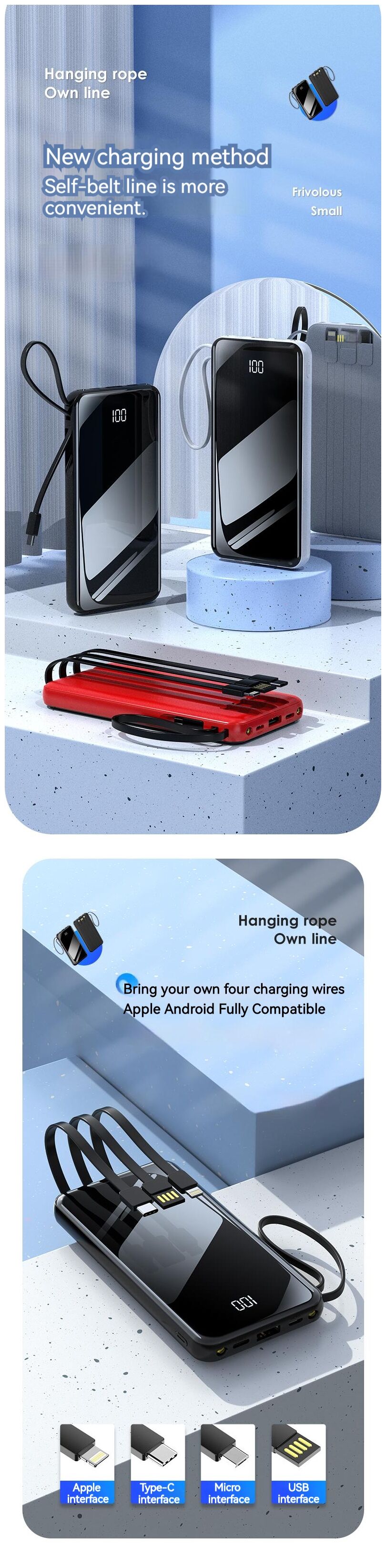 Bulk Buy China Wholesale Wholesale Power Bank With Built In Cables ...