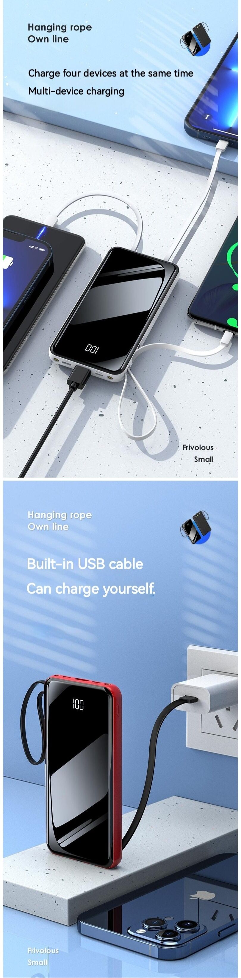 Bulk Buy China Wholesale Wholesale Power Bank With Built In Cables ...