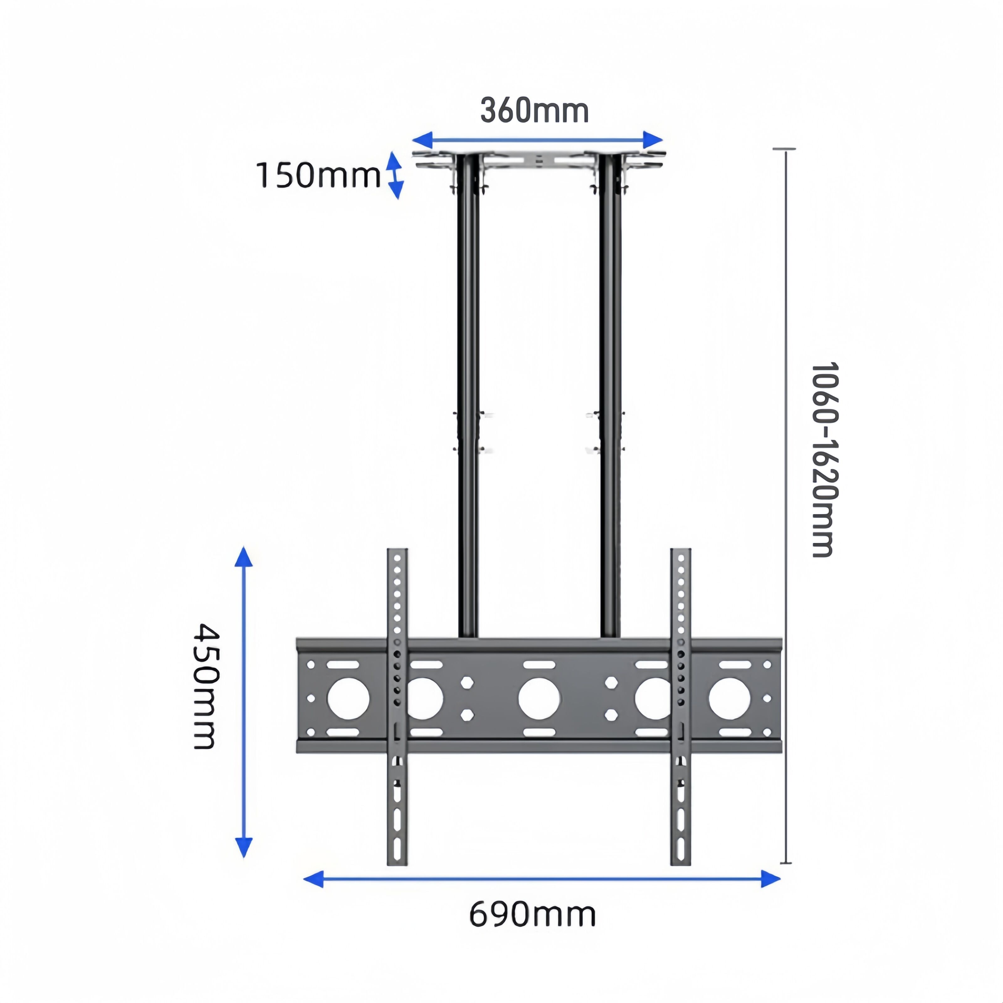 Steel Height Tilt Adjustable Ceiling Tv Mount Bracket Hanger Extra ...