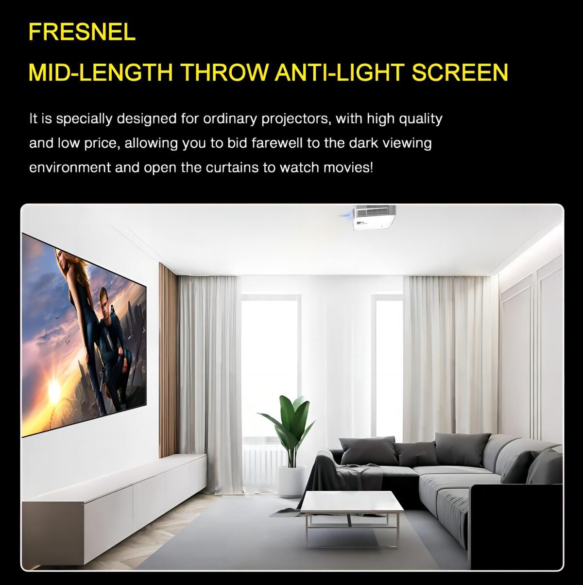 Hd Anti Light Fresnel Screen 75 Inch Alr Ust Screen 16:9 Fixed Frame ...