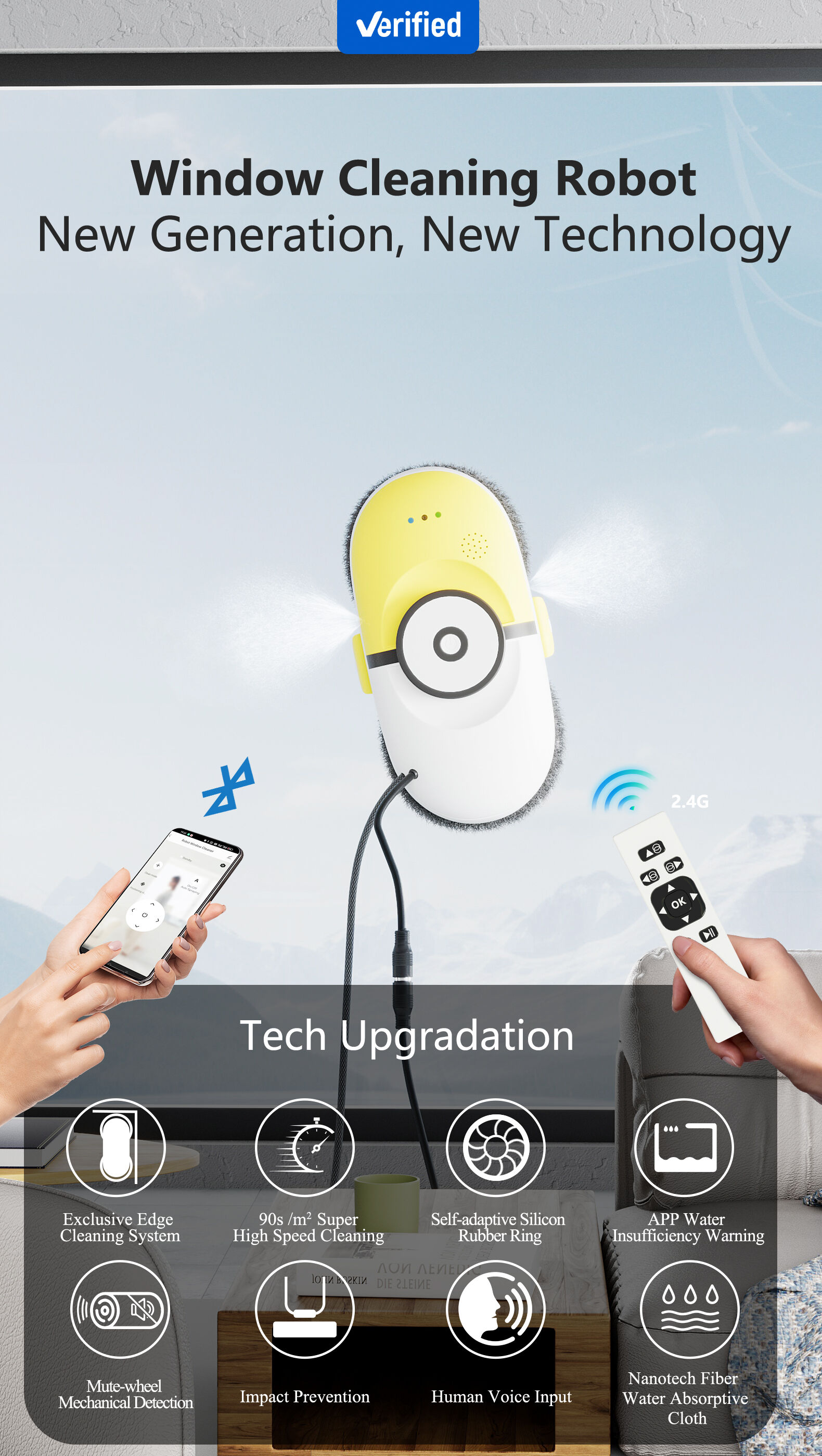 2024 Newest Window Cleaner Robot Human Voice Input Robotic Windnow ...