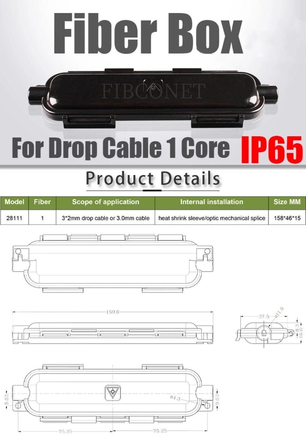 Fttx Indoor/outdoor Abs Material 1 In 1 Out Fiber Optic Protection Box Black Or White With Sc ...