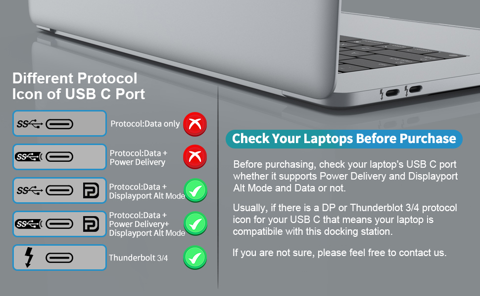 Usb C Docking Station 4 In 2 Hub Full Featured Usb-c Gan 45w Power To ...