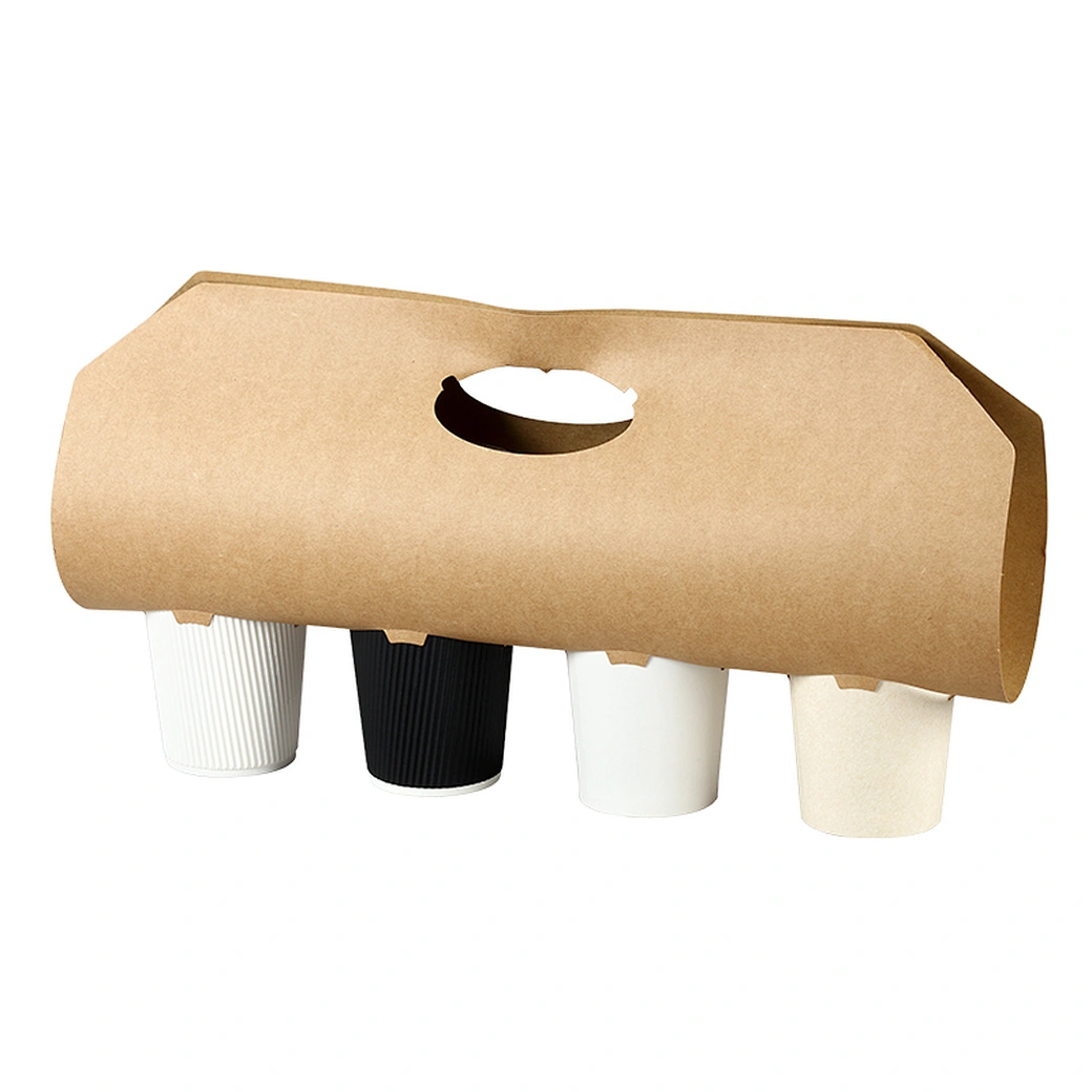 Wholesale Compostable Natural Kraft Cup Carrier Portable Drink Cup ...