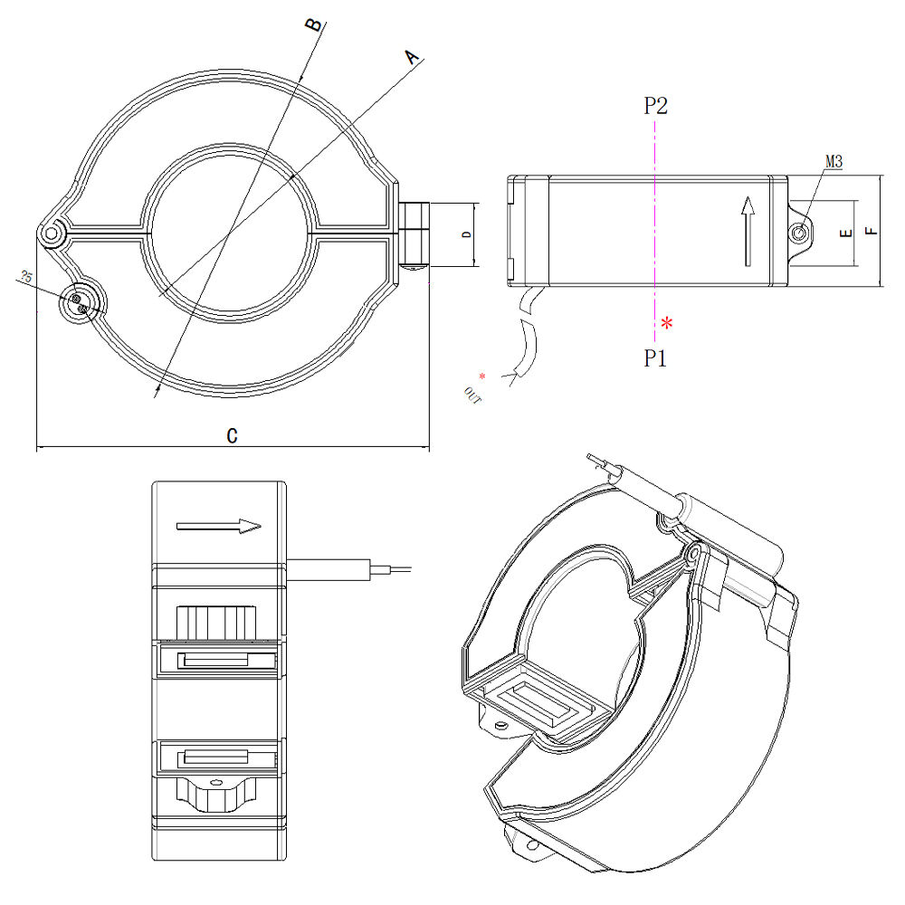 Core Balance Current Transformer 300a 50ma 25ma 50a 20ma 100mv 26.6ma 0 ...
