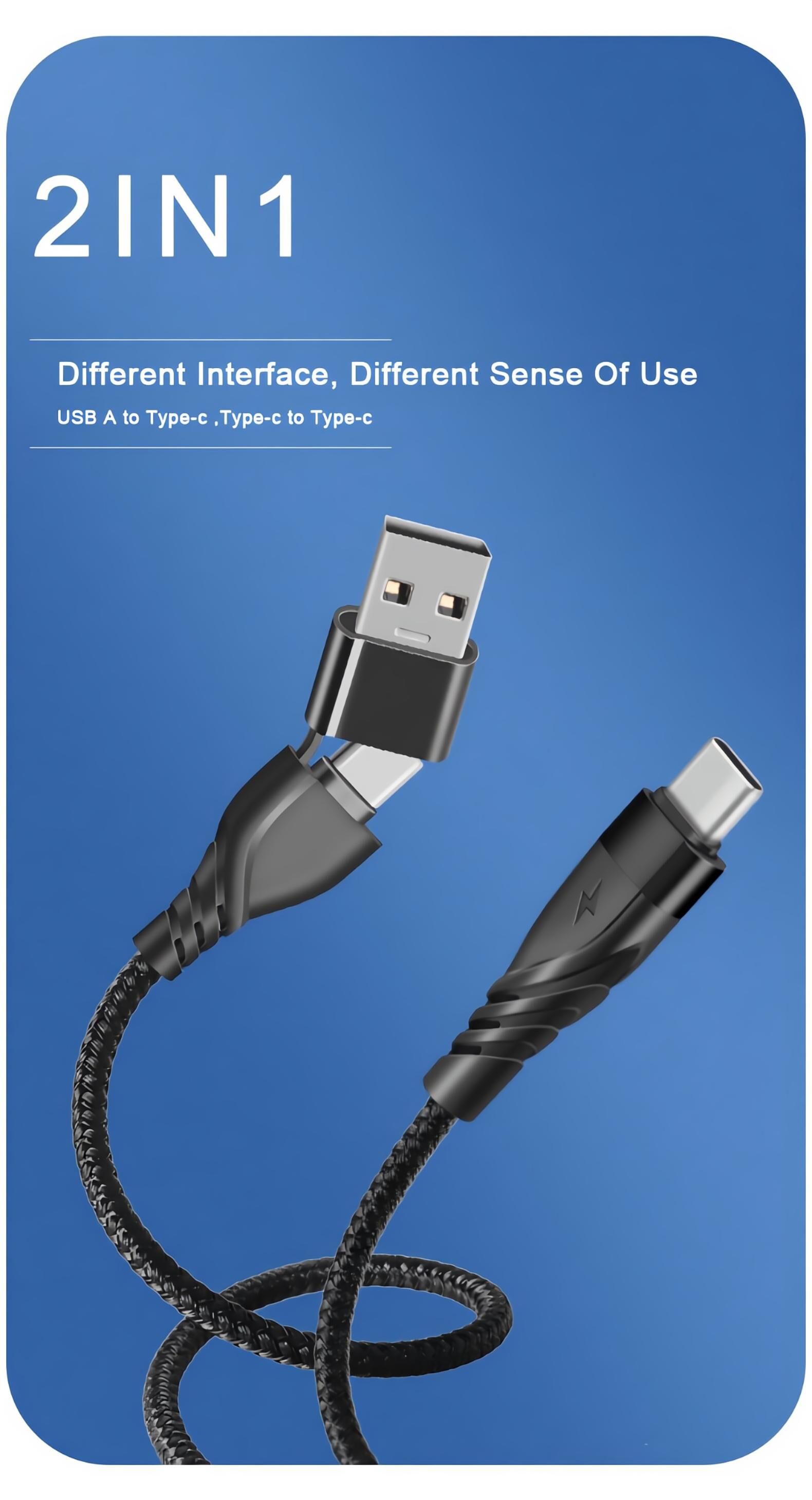 Usb-a.c To Usb-c Lightning 8pin U122a02cc 2-in-1 Fast Charging Data ...