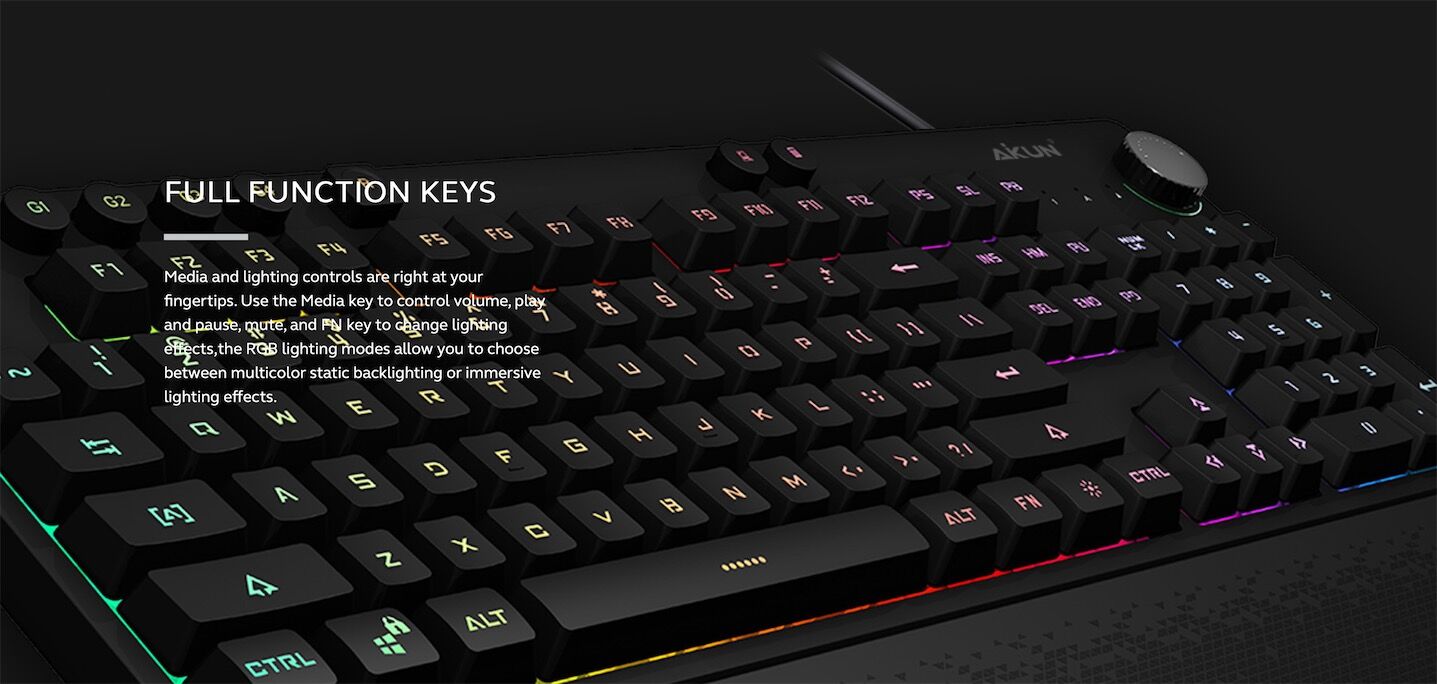 Aikun Gx650 Wired Gaming Keyboard With Knob Control And Programmable 4 ...