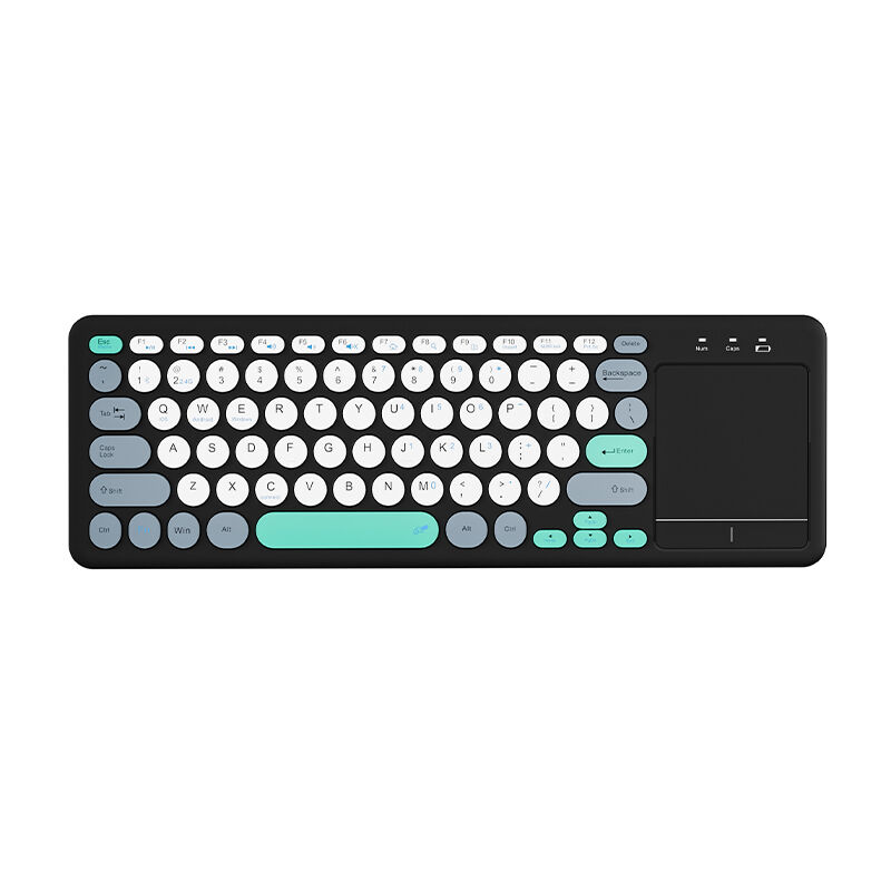 New Fashion Bluetooth Keyboard With Round Keycap Design And Touch Pad Multi Color Chocolate
