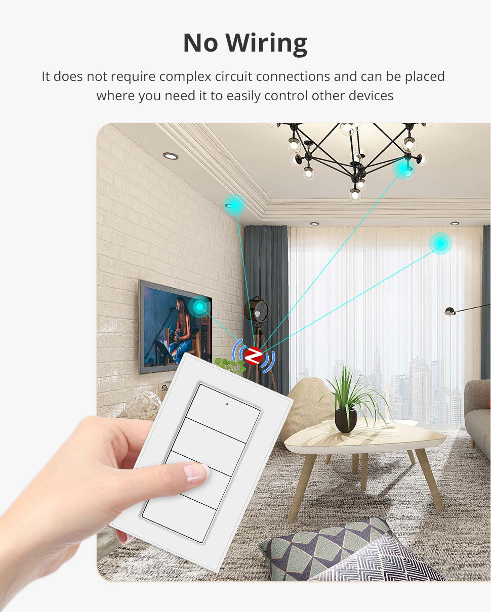 Zemismart 4 Gangs Tuya Zigbee Wireless Scene Switch Battery Powered ...