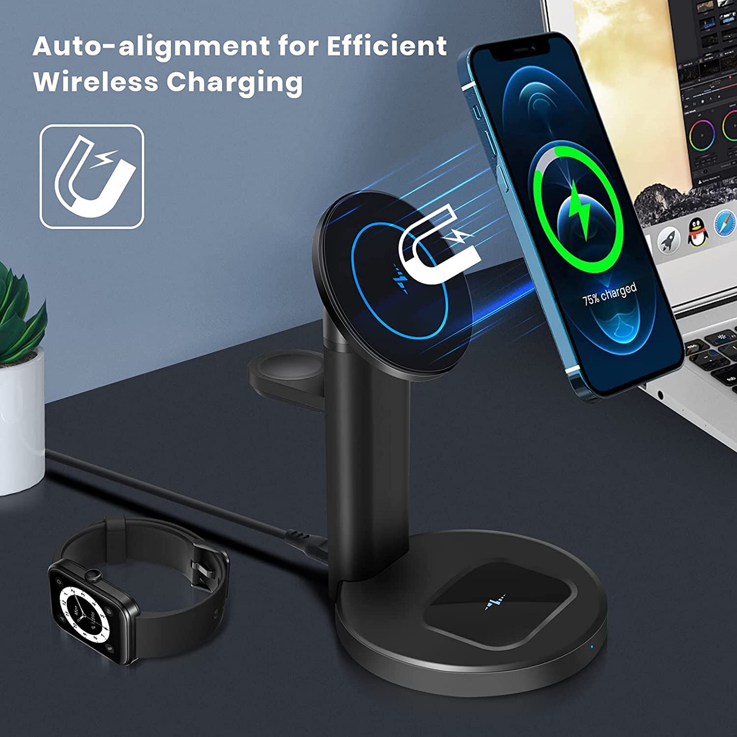 3 In 1 Magnetic Wireless Charger Small Size 15w Wireless Fast Charge ...