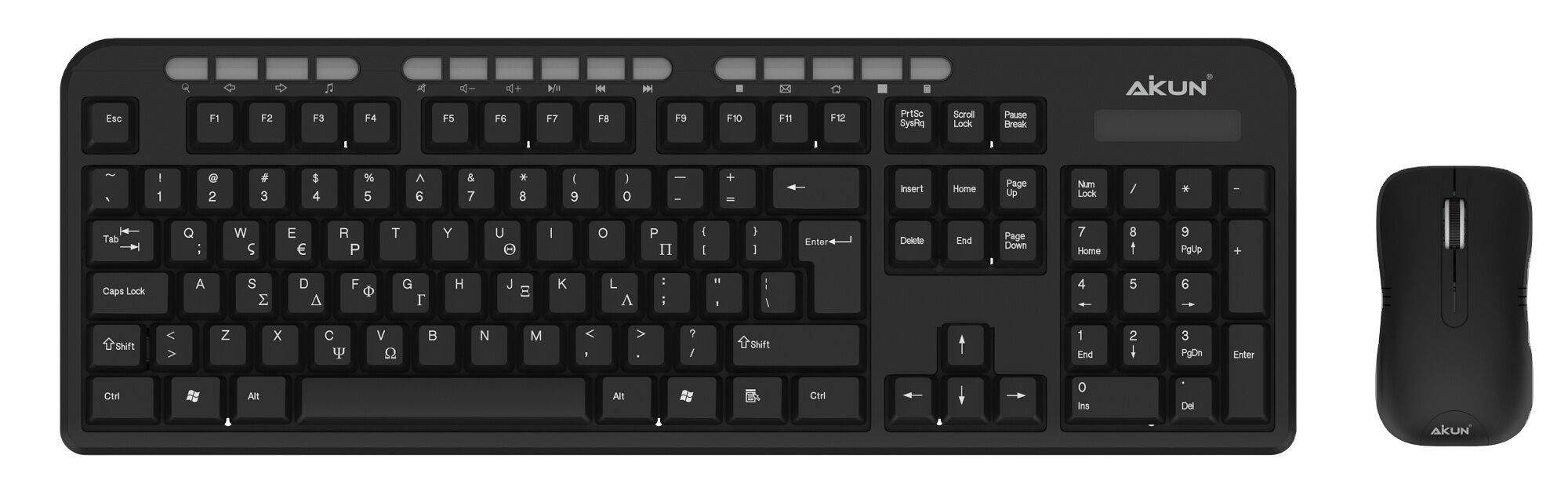 Aikun 2.4ghz Wireless Keyboard And Mouse Combo, 15 Keys Multimedia ...