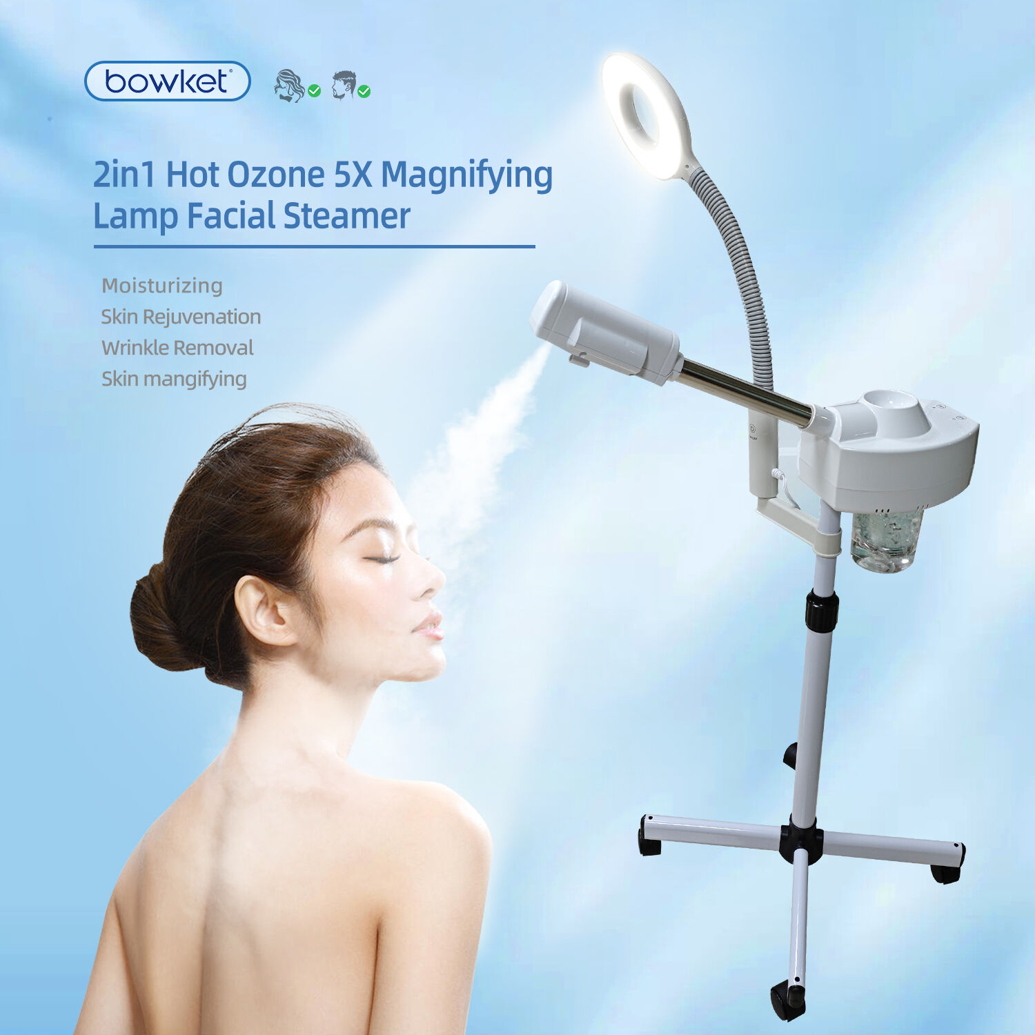 Buy China Wholesale Bowket Beauty Salon Facial Steamer 2 In 1 Multi ...