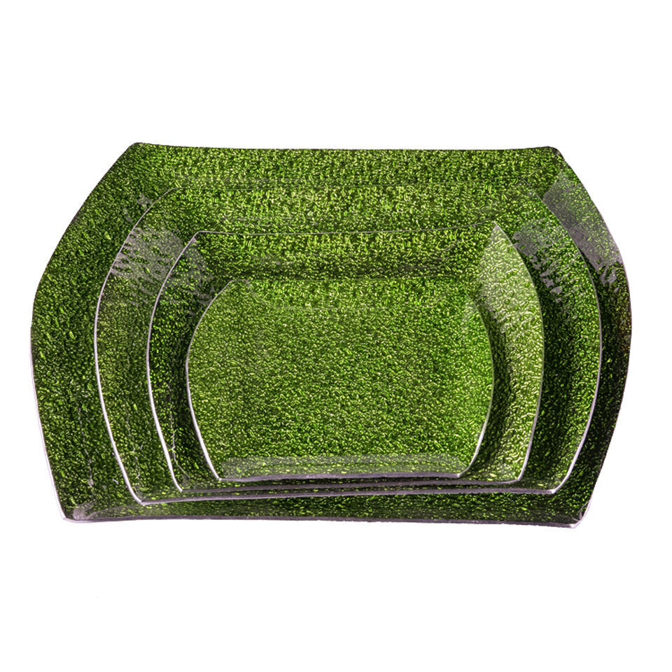 Green Glass Charger Plate Glass Dinner Plate For Home Decoration ...