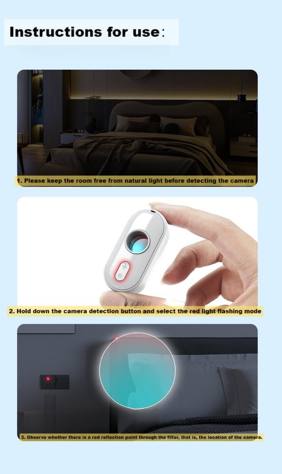 Compact Motion Sensor Hidden Camera Detector With Infrared Filtering ...