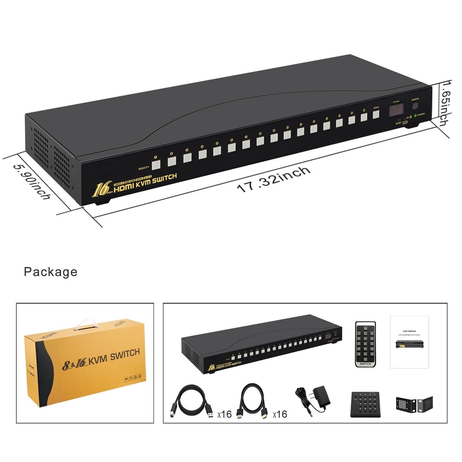 6 Port Rack Mount Hdmi Kvm Switch Dual Monitor 4k60hz With Audio, 2 Pcs ...
