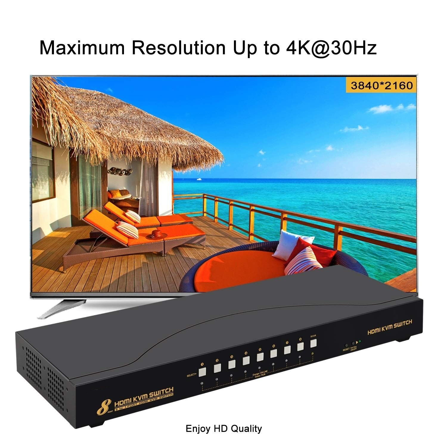 6 Port Rack Mount Kvm Switch Hdmi 2.0 4k60hz With Audio, 2 Pcs Usb 3.0 ...