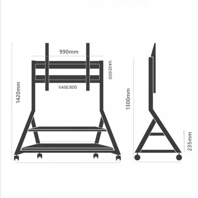 50" To 100" Tv Mobile Cart Stand For Meeting Rooms, Schools ...