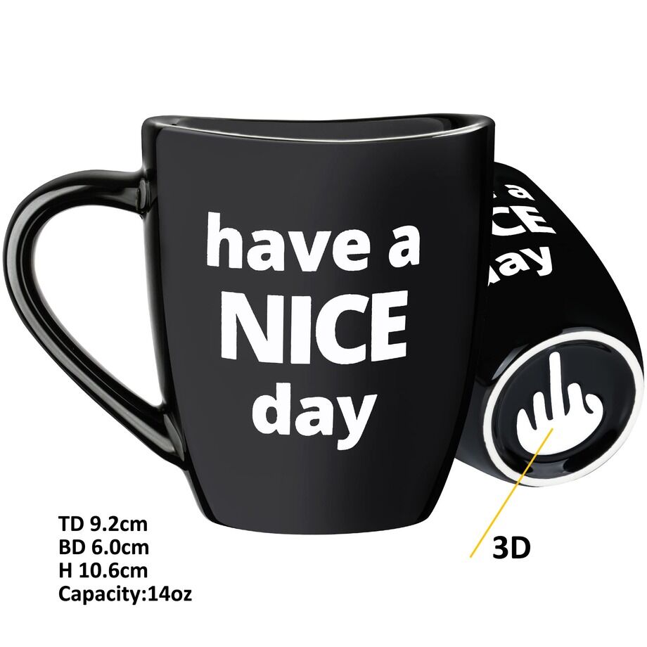 Custom Logo Printed Funny Coffee Mug Cup With Middle Finger On The ...