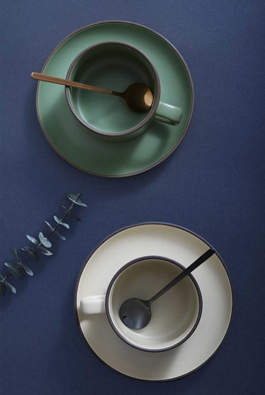 Luxury Modern Nordic Matte Blue Green Glazed 8oz Ceramic Coffee Mug Set ...