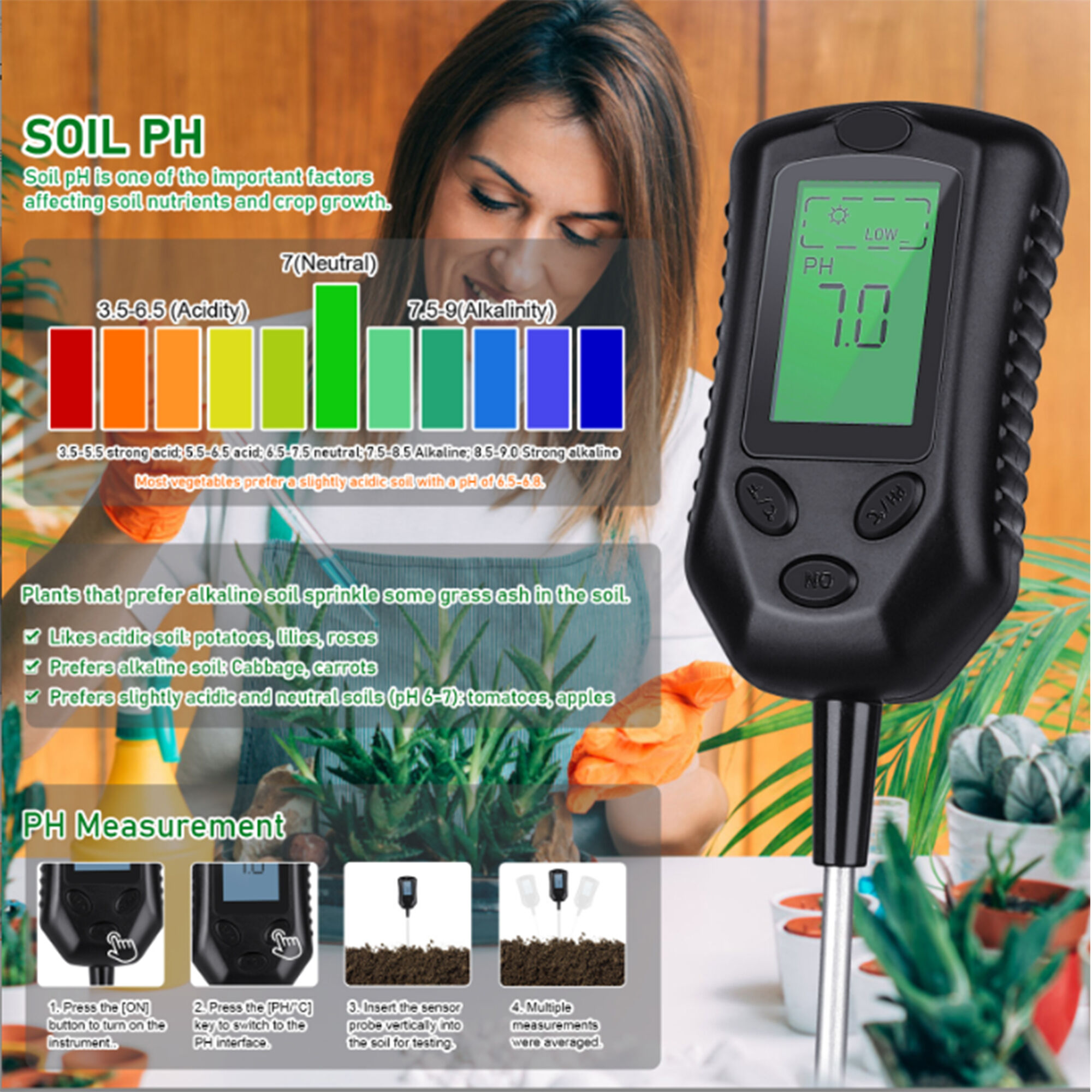 Factory Direct High Quality China Wholesale Amt321 4 In 1 Soil Ph Moisture Light Temperature ...