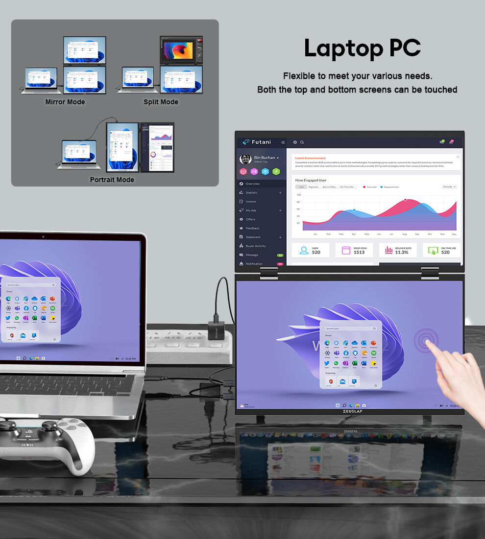 2024 New Zeuslap 15 Inch 1080p Dual Lcd Monitors Usb C And Hd Port ...