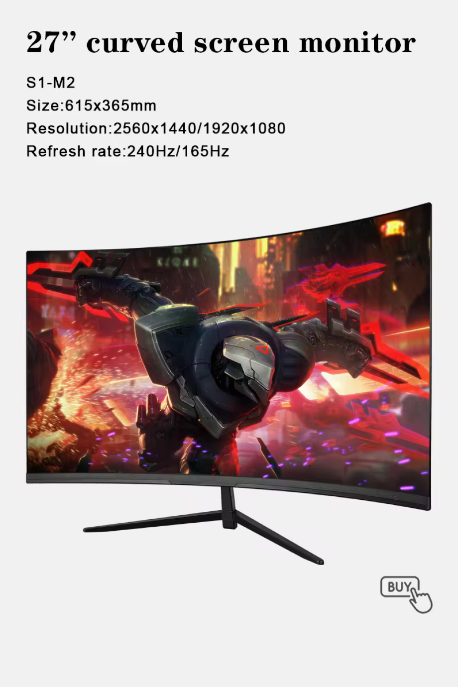 Curved Screen Monitors 24 32 34 Inch Ips Lcd Monitor 144hz 165 Hz ...
